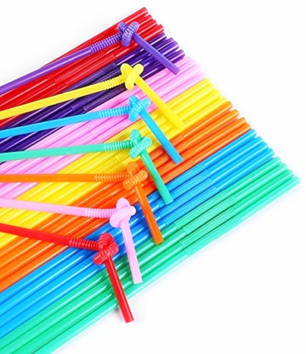 Casewin 100 Pcs Extra Long Disposable Flexible Drinking Straws, 10.2 ...