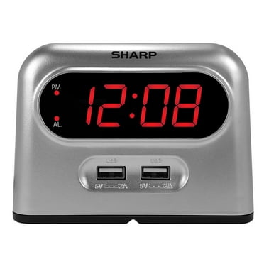 Sharp LED Digital Alarm Clock, Swivel Base, Black Case, Red Display, SPC033A - Walmart.com