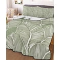 Abstract Palm Leaves Quilts Bedding Set King Size Green Tropical Plant ...