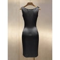 Black Satin Cowl Neck Sleeveless Ruched Midi Dress With Pearl Buttons ...