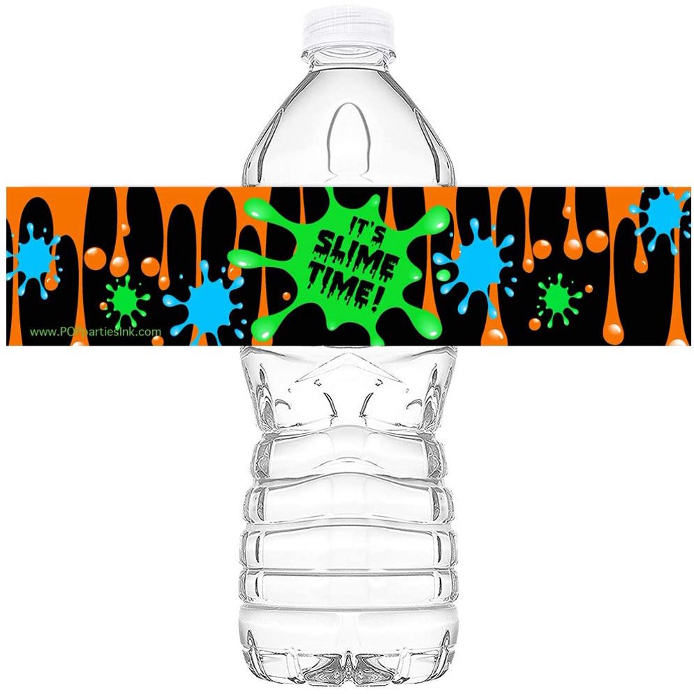 Slime Green Waterproof Bottle Labels - 20 Bottle Labels - Slime Party ...