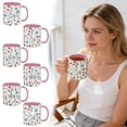 Custom Floral Ceramic Coffee Mug 11oz Pink Handle Two-Tone Family ...