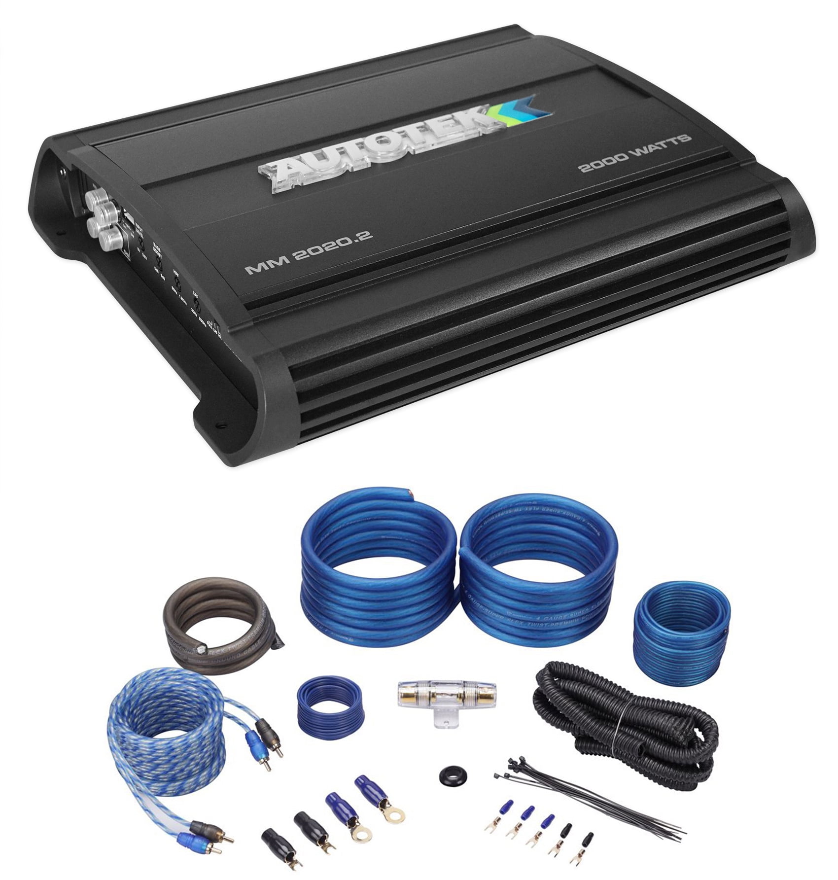 Autotek MM2020.2 2000 Watt 2/1 Channel Car Stereo Amplifier+Amp Wire ...