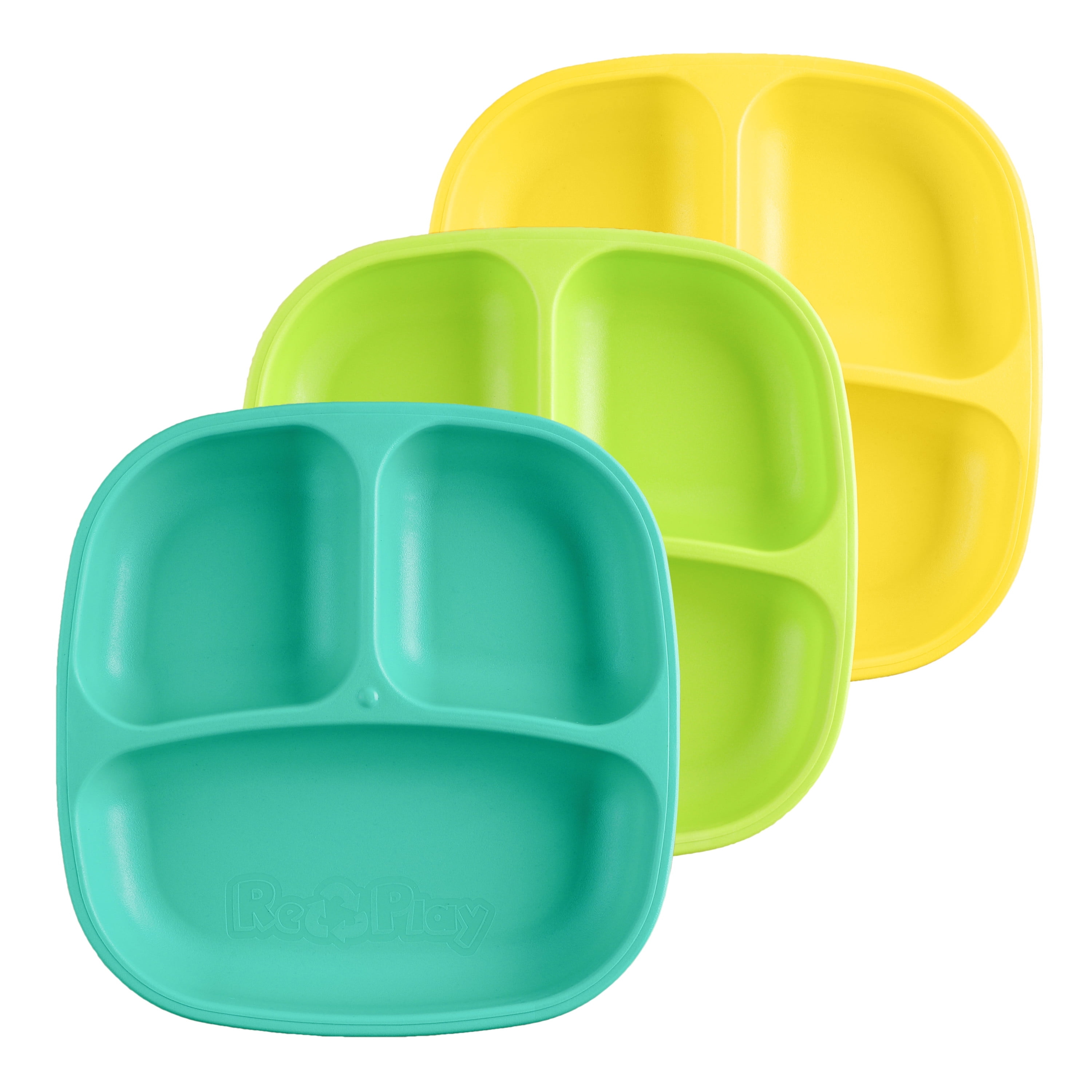 Re-Play Kids Plates Divided Plates, 3pk 7" Durable Toddler Plates, Aqua ...