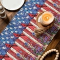 American Flag Table Runner, Red Blue Star Stripe Patriotic Floral Bird ...