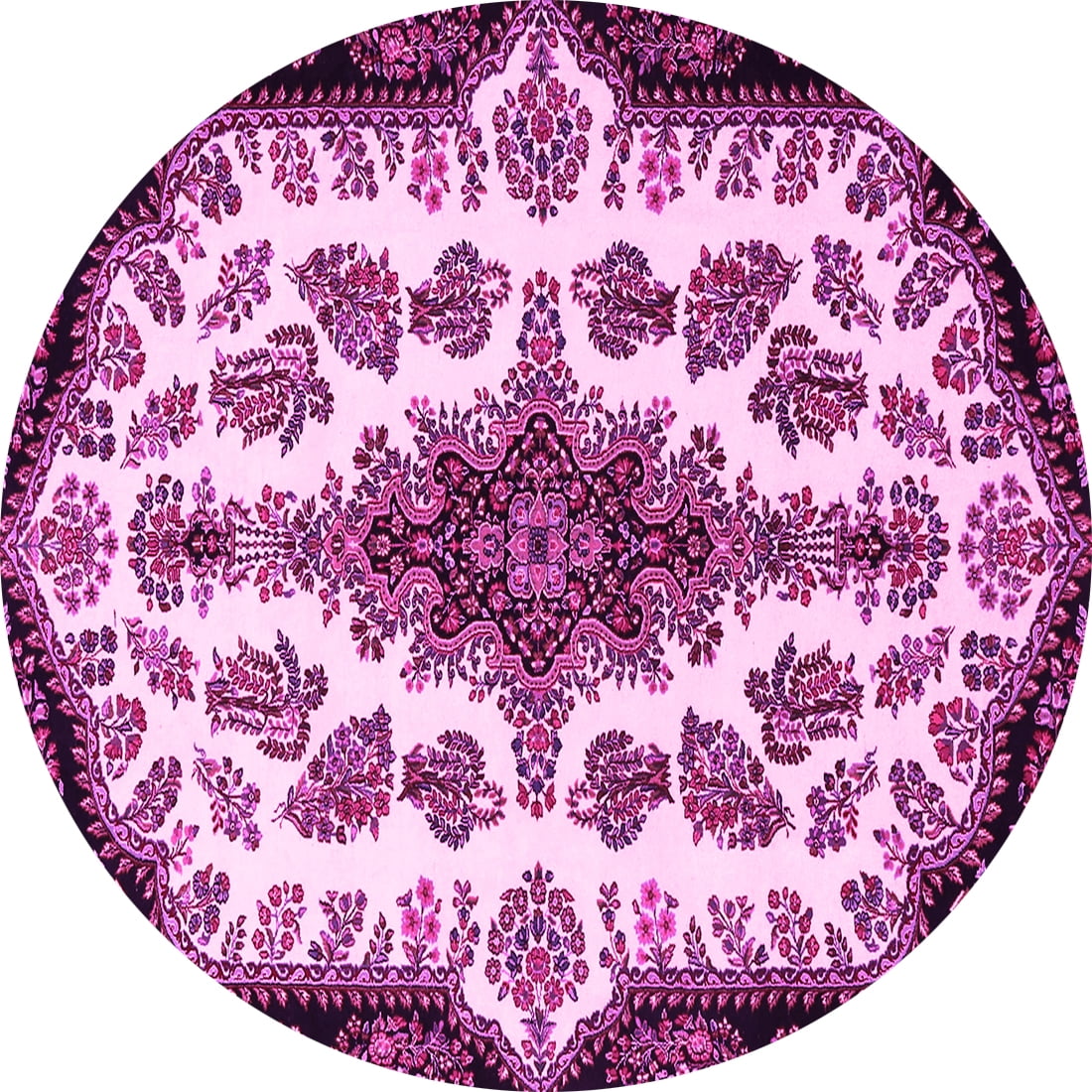 Ahgly Company Indoor Round Medallion Pink Traditional Area Rugs, 8 ...