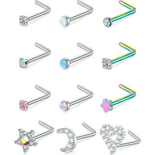 Nose Rings Studs 3 Sets 160Pcs Stainless Steel Studs Rings Piercing Pin ...