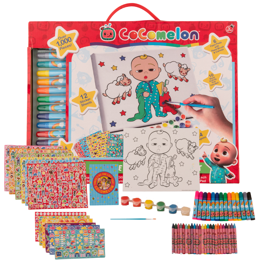 CoComelon Kids Art Set Stickers Markers and Paint Canvas 1000+ Piece ...
