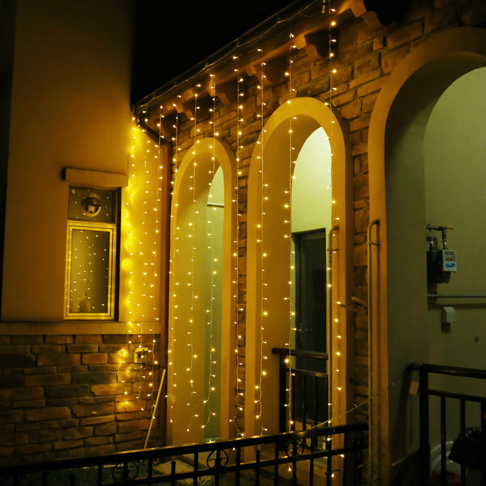 Hododo 3x3M 300LEDs Christmas LED Icicle Curtain Lights Waterproof Wall ...