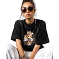 Cartoon Cat T Shirts for Women Short Sleeve Cotton Crewneck T-Shirt ...