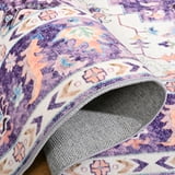Noahas Vintage Area Rug, Bohemian Faux Wool, Low-Pile, Purple, 4'x6 ...
