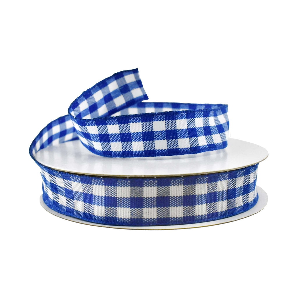 Classic Checkered Plaid Wired Ribbon, 5/8-Inch, 10-Yard - Royal Blue ...