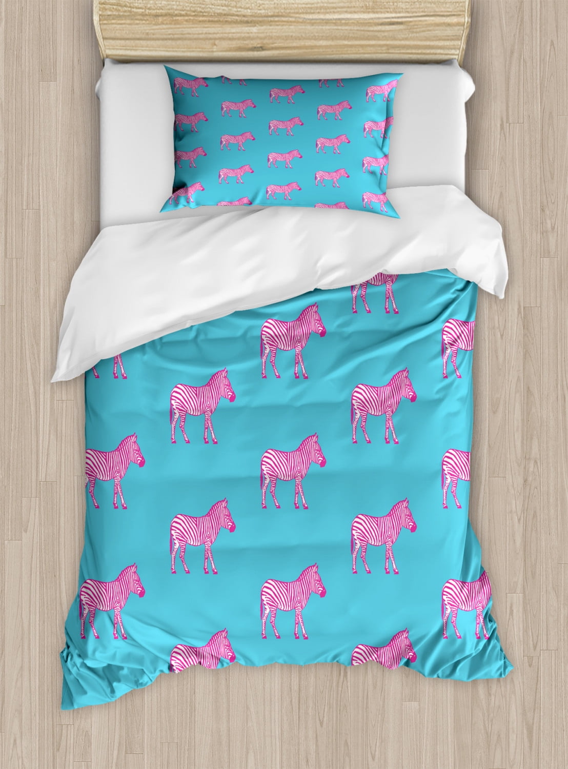 Pink Zebra Twin Size Duvet Cover Set, Zebras Savannah Fashion Grunge ...