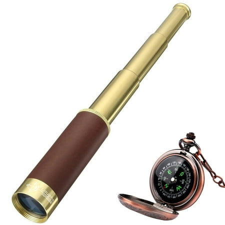 Laupha Retro Pirate Telescope 25x30 Spyglass Portable Collapsible ...
