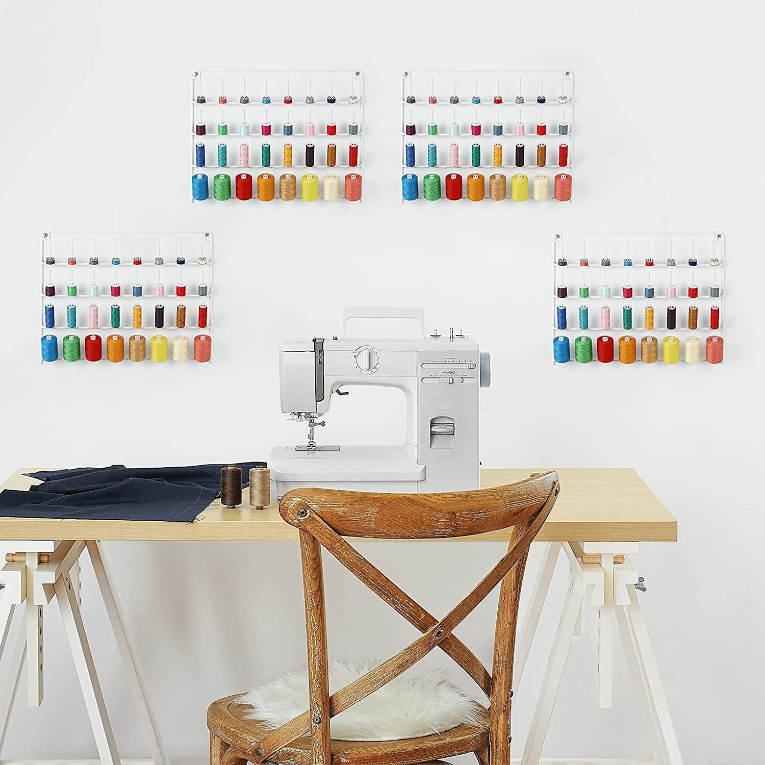 4 Pack Sewing & Embroidery Thread Rack Wall-Mounted Thread Holder 32 ...