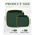 100PCS Green and Gold Heavy Duty Disposable Plastic Plates - 50 Dinner ...