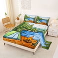 Catabedysis Watercolor Camping Bed Sheets,Lake Tent Print Full Size ...