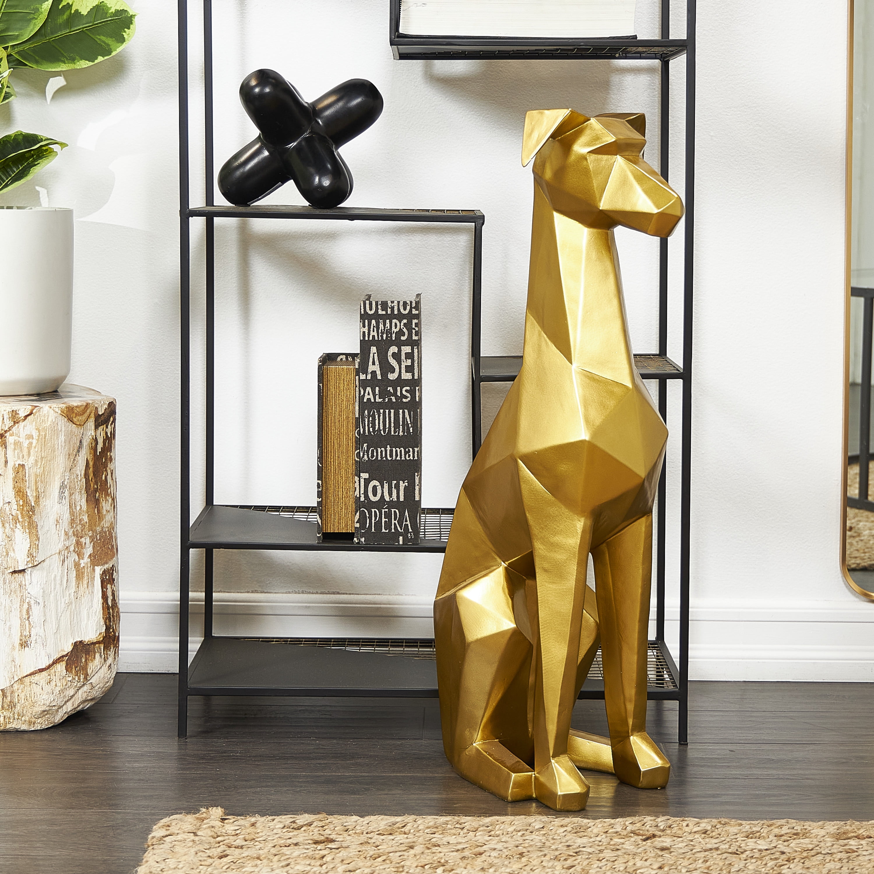 9" x 30" Gold Polystone Cubist Dog Sculpture, by The Novogratz ...