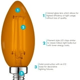 Luxrite E12 LED Filament Orange Light Bulb, 4.5W=40W, Colored Glass Candelabra Bulb, UL, E12 ...