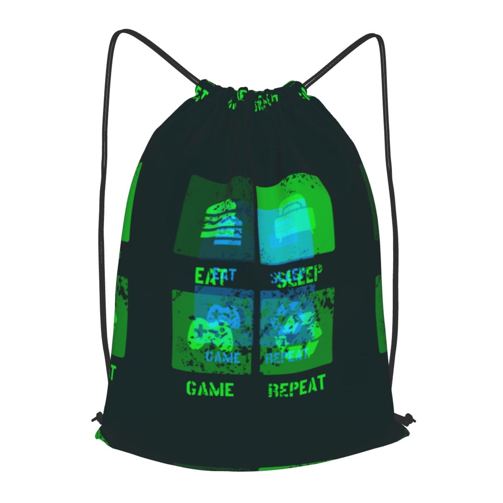XMXT Waterproof Gym Bag, Game Icons Double Color Print Green Drawstring ...