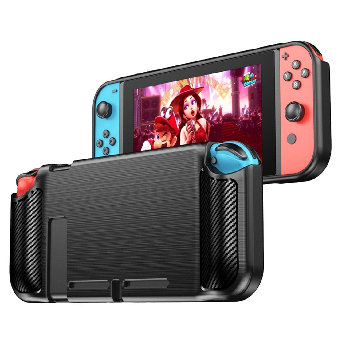 AMZER Carbon Fiber Texture Case for Nintendo Switch Rugged Armor ...