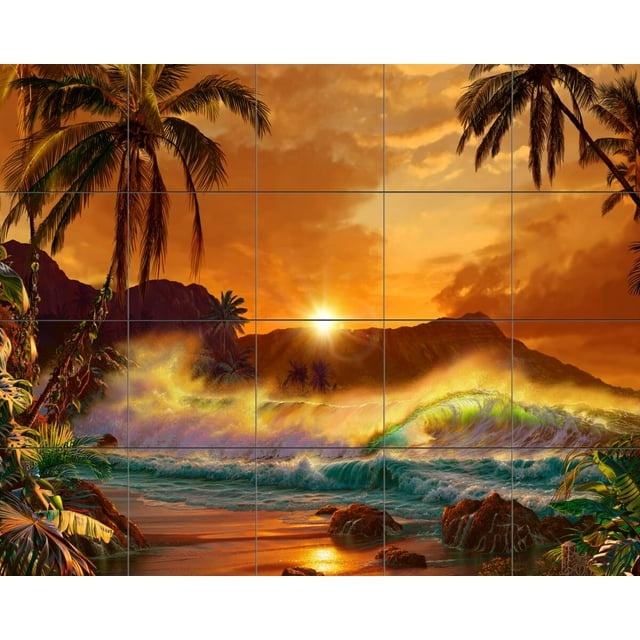 Tile Mural Kitchen Backsplash - Dawn of Diamond - by Christian Riese ...
