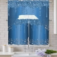 3 Pieces Swag Kitchen Curtains Set, Modern Blue Valance Swag & Small ...