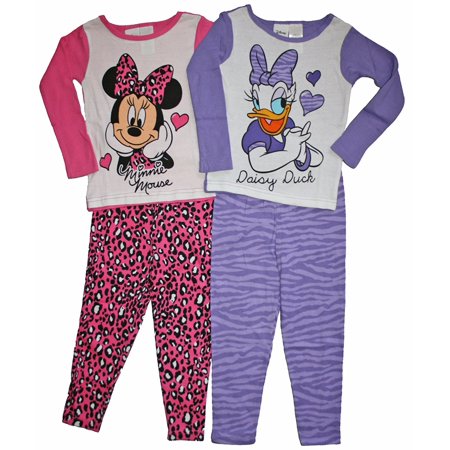Disney Minnie Mouse & Daisy Duck Little Girl 4 PC Long Sleeve Pajama ...