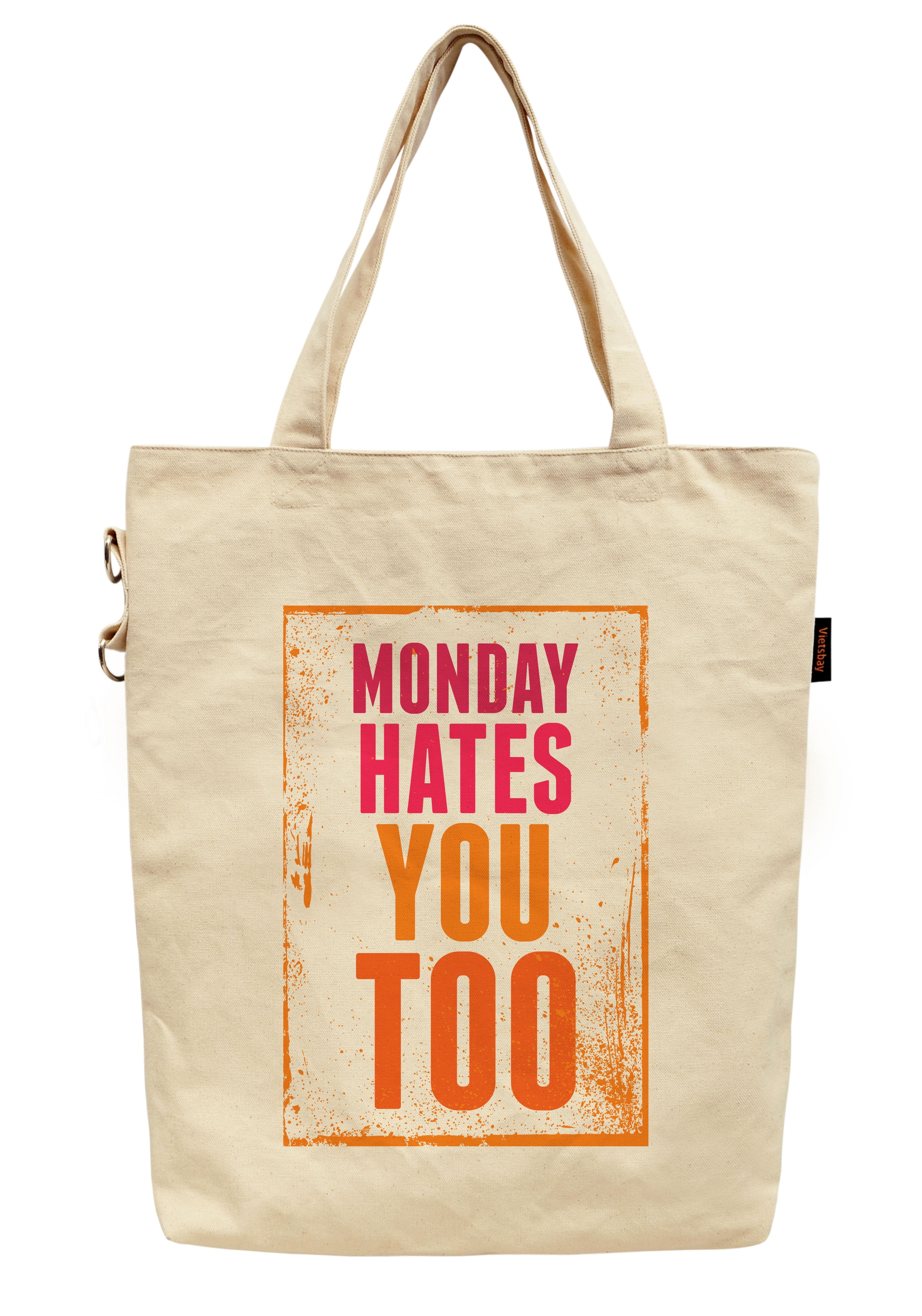 Women Fun Typo Quote Design Printed Canvas Tote Shoulder Bag WAS_40 ...