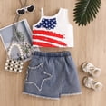 Coerni Girls 2 Piece Outfits American Flag Print Crop Tank Tops & Star ...