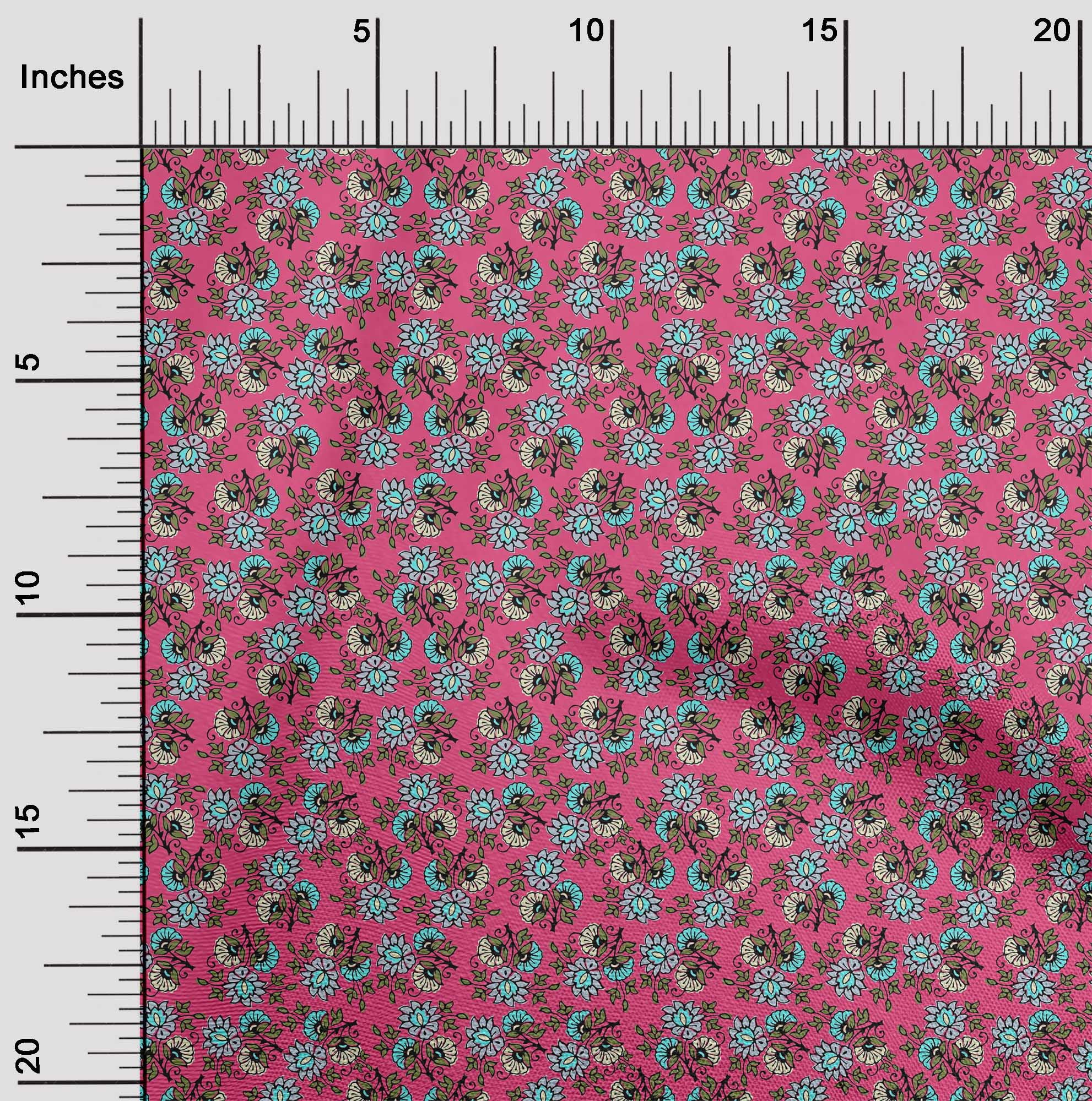 oneOone Viscose Jersey Fabric Leaves & Floral Block Fabric Prints By ...