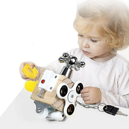 Wooden Busy Board Cube Activity Fidget Educational Train Skills Sensory ...