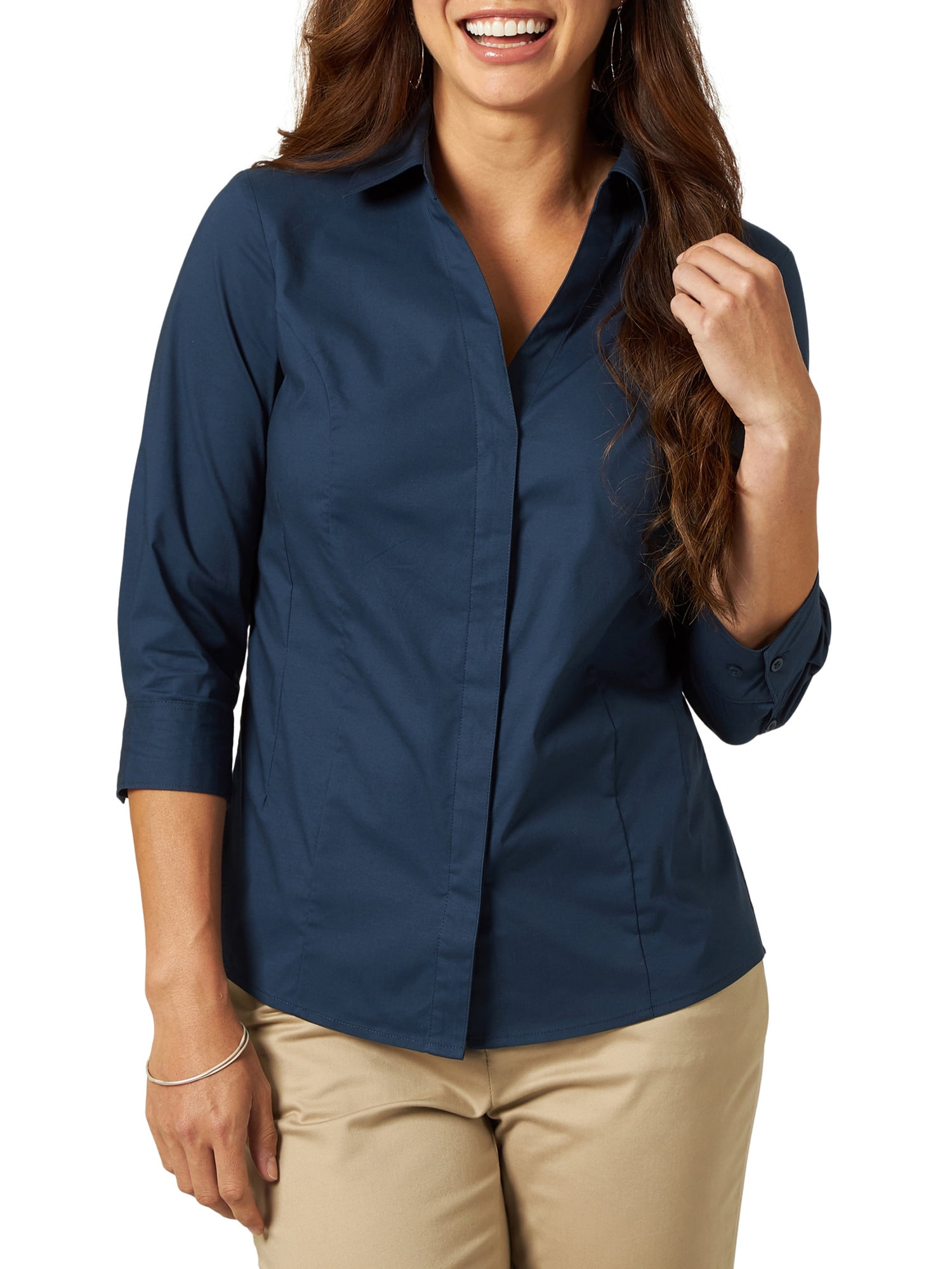 Riders by Lee® Indigo Easy Care 3/4 Sleeve Woven Shirt - Walmart.com
