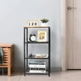 Oumilen Adjustable and Rolling Metal Fiberboard Rectangle 4-Tier Wire ...