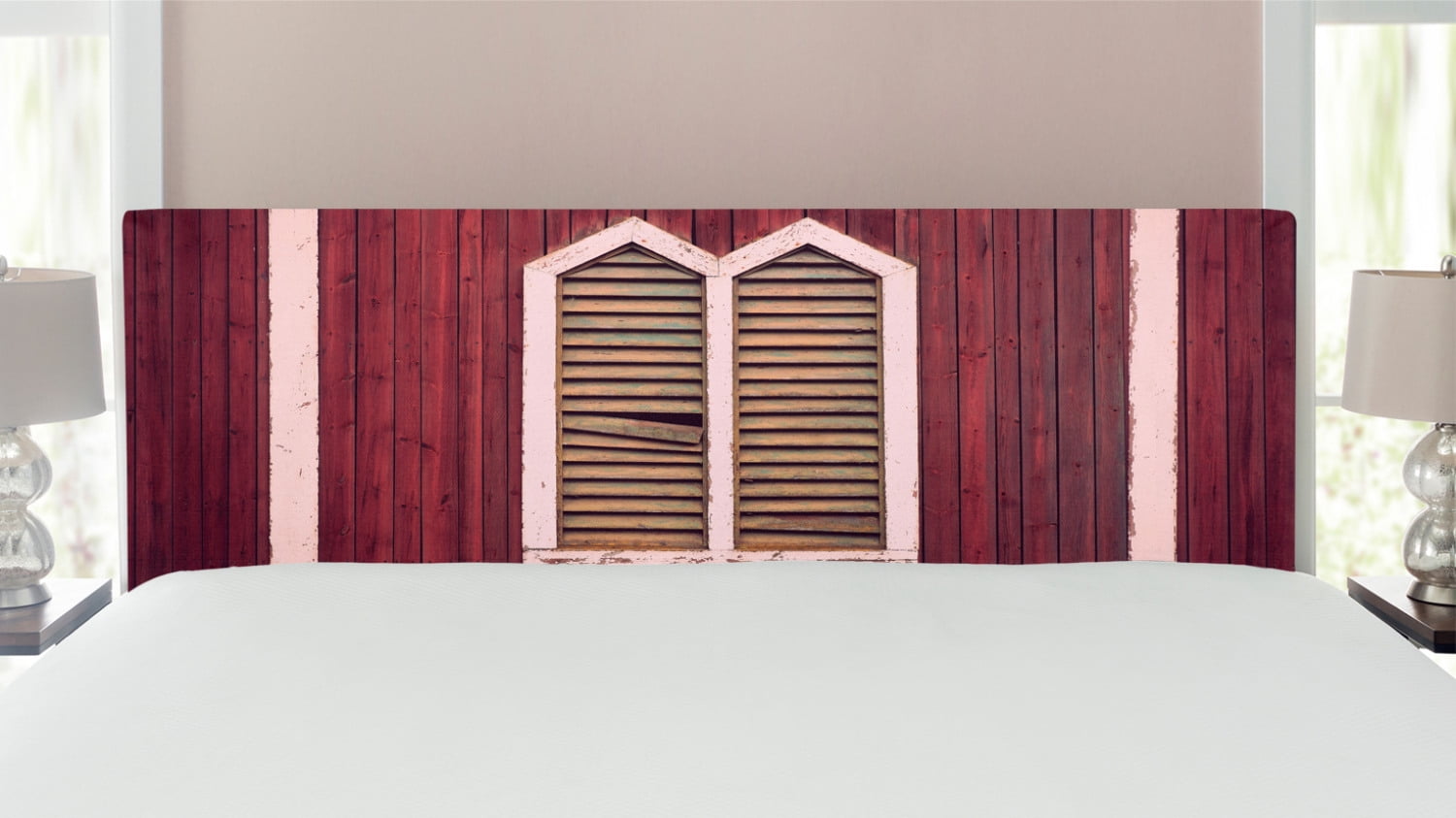 Shutters Headboard, Window Frame with Shutters on a Wooden Wall Vintage ...