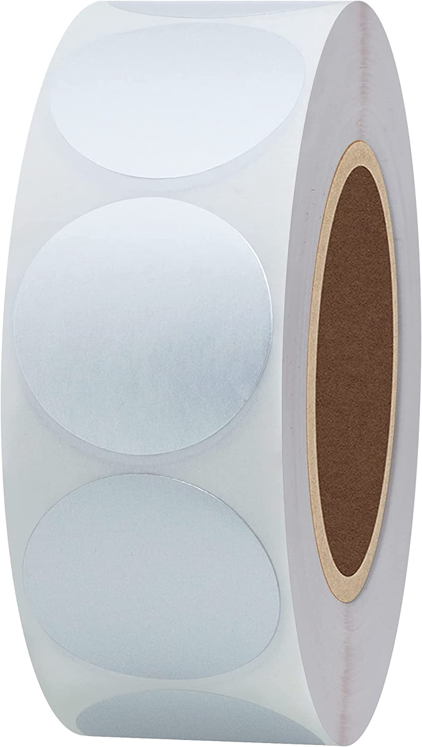 Color Coding Dot Labels 1" Round Silver Metallic Foil Stickers Adhesive ...