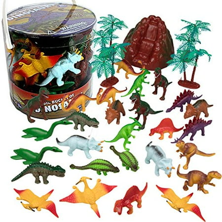 Dinosaur Action Figures - Big Bucket of Dinosaurs - Huge 30 Piece Set ...