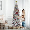 Christmas Tree,Pencil Artificial Tree with Prelit Branch Tips, Snow ...