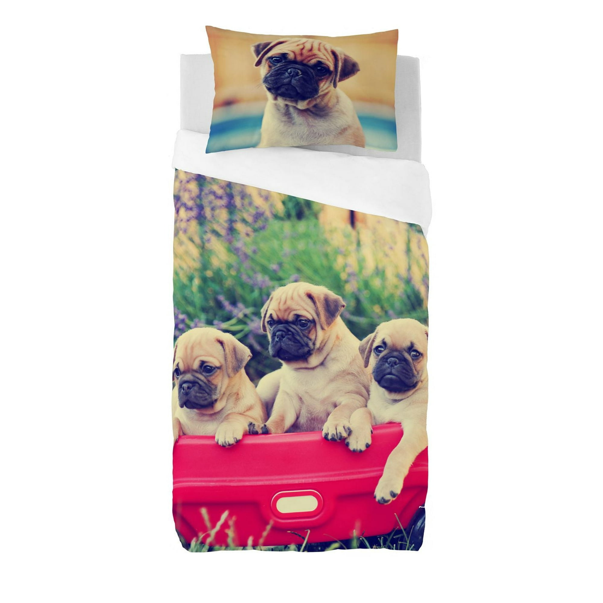 Click here for Gouchee Home Pugs In Wagon Twin Duvet Cover Set -... prices