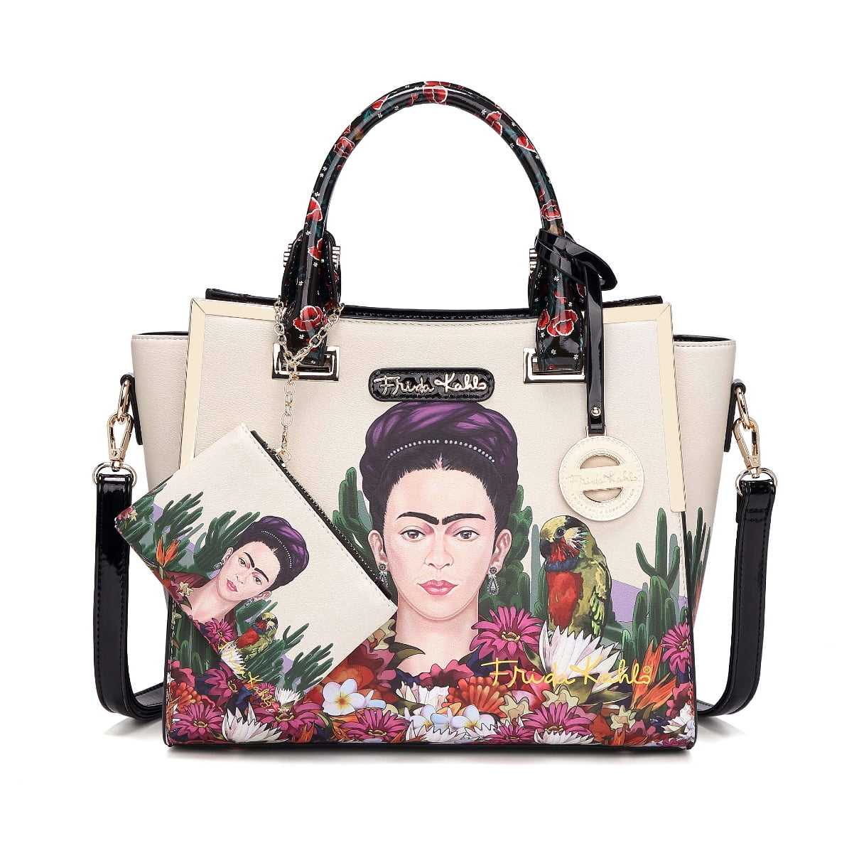 FC912 AUTHENTIC FRIDA KAHLO CACTUS SERIES SATCHEL~BEIGE/BLACK - Walmart.com