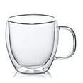 Glass Coffee Mugs with Handle Double Wall Crystal Tea Cups Tumbler for ...