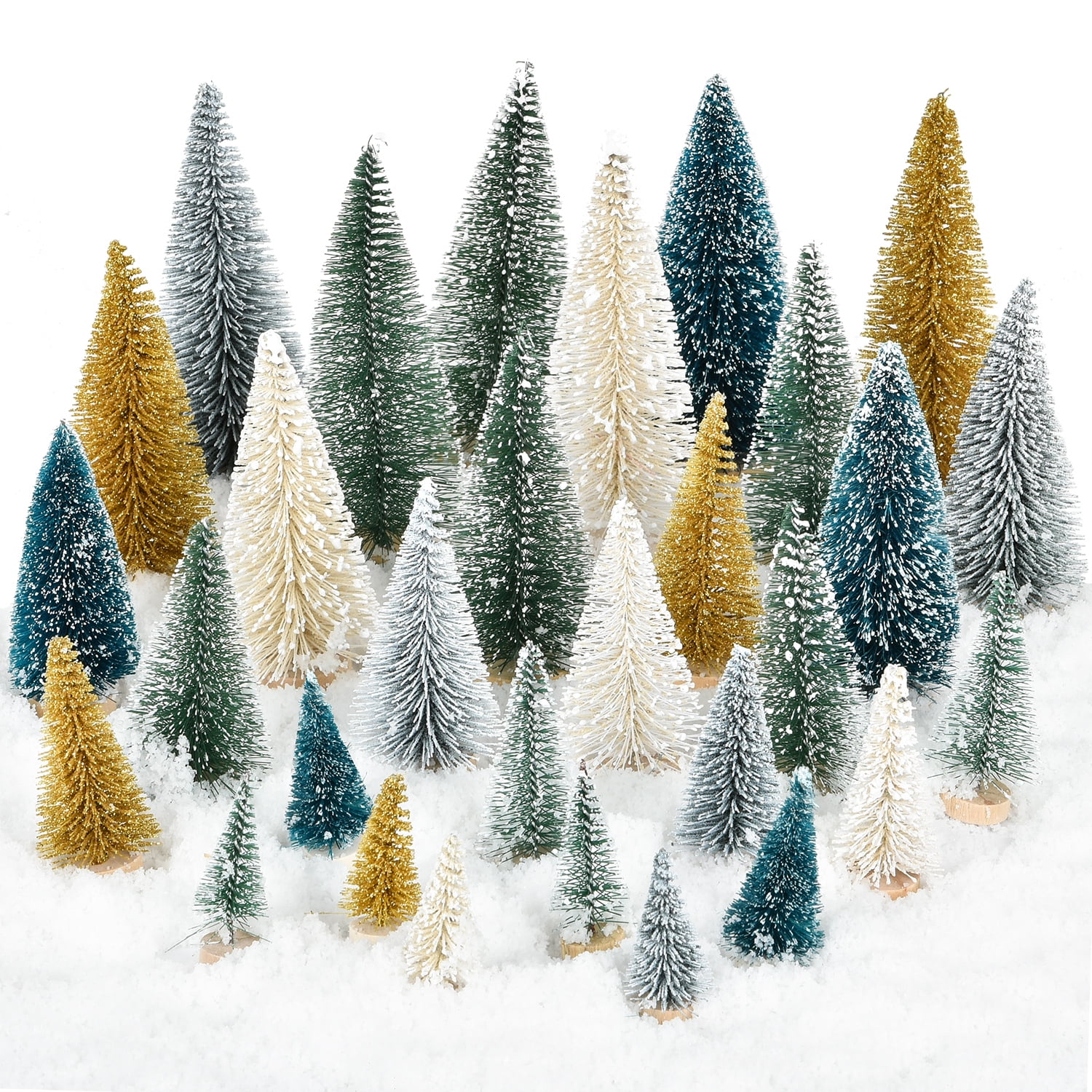 Gomaty 30 Pieces Miniature Pine Trees Sisal Trees with Wood Base ...