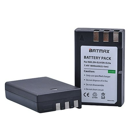 Batmax 2 Pack of EN-EL9 EN-EL9A Batteries(1800mAh) for Nikon D5000 ...