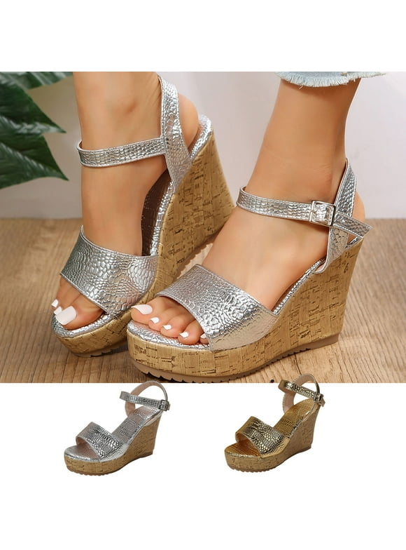 Silver Wedge Sandals