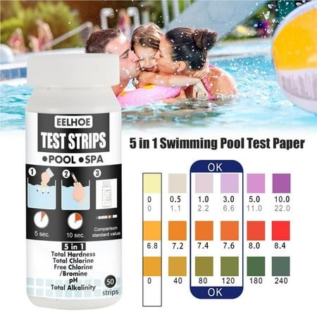 pitrice 50PCS 3 in 1 Swimming Pool Test Paper Pool Test Strips Spa Hot ...