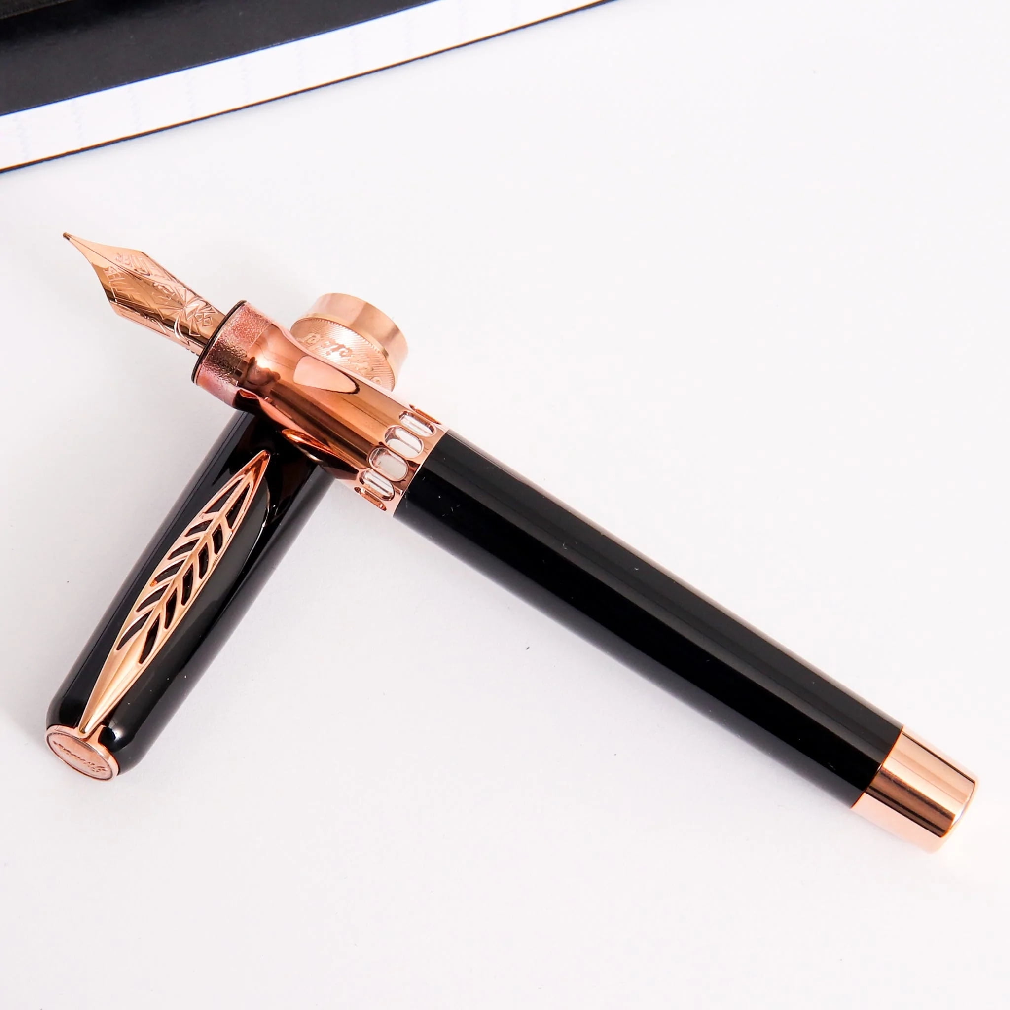 Pineider La Grande Bellezza Rocco Black with Rose Gold Trim Fountain ...
