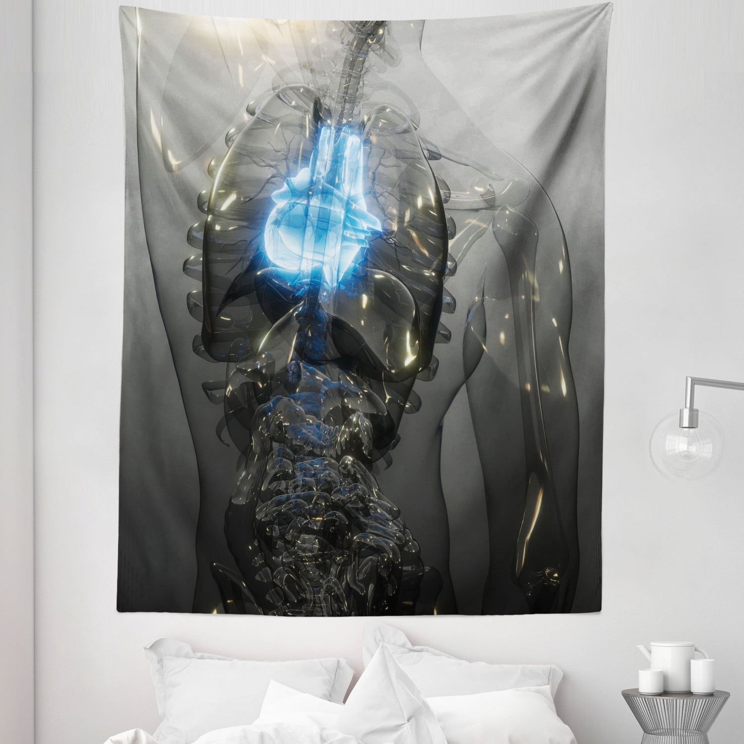 Anatomy Tapestry, Translucent Body View Internal Organs Liver Intestine ...