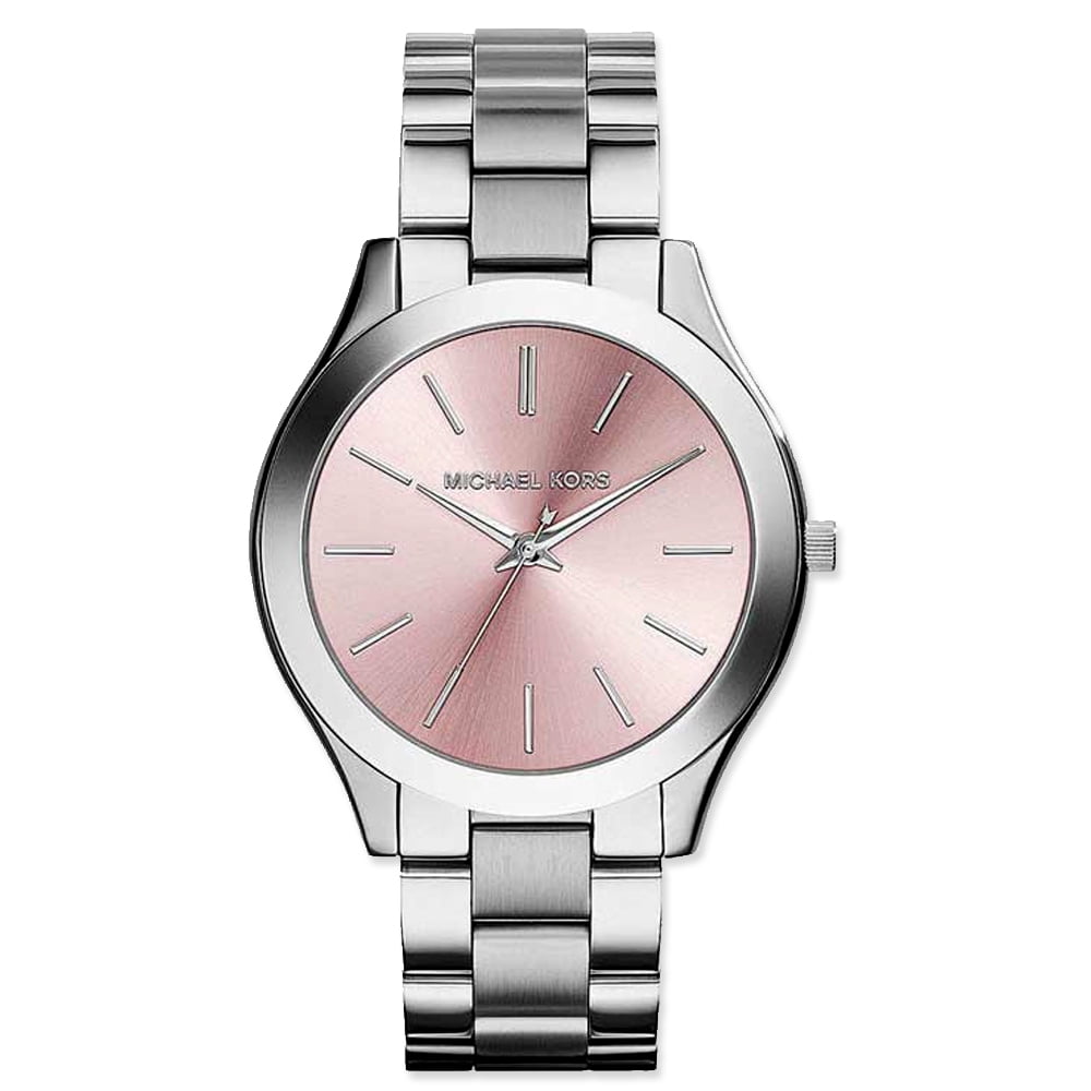 Michael Kors Women's Runway Slim Stainless Steel Pink Dial Quartz Watch ...