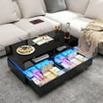 ChVans Modern LED Coffee Table w/ 2 Storage Drawers,High Glossy 2-Tier ...