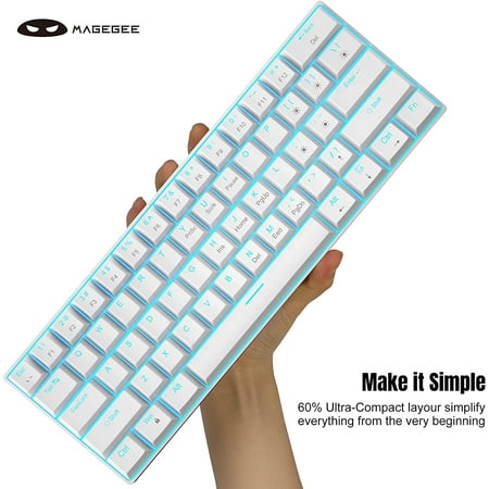 Mini 60% Mechanical Keyboard with Blue Switch, Ice Blue Backlit Gaming ...